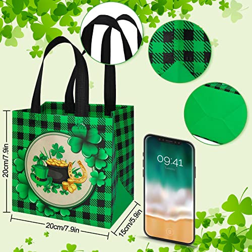 Whaline St. Patrick's Day Tote Bags with Handles, Reusable Gift Bag Waterproof Grocery Goodie Shopping Totes for Party Supplies, 8 Pack