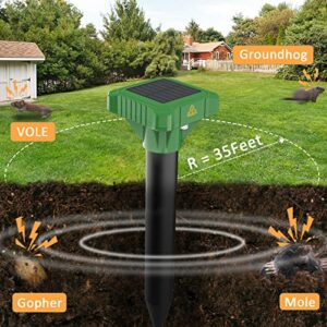 Careland Outdoor Mole Repellent Solar Powered Ultrasonic Gopher Repeller Stake Sonic Groundhog Deterrent Spike (4)