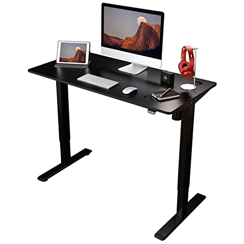 Electric Standing Desk Adjustable Height Desk 40 x 24 Inches Sit Stand Up Small Desk with Splice Board for Home Office Computer Table (Black Frame + 40" Black Top)