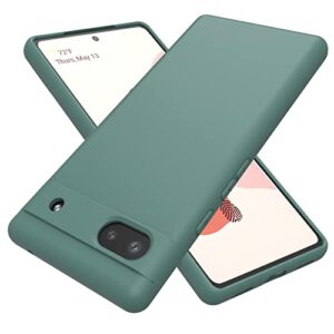 weycolor google pixel 6a case, slim soft anti-scratch microfiber lining full-body protective phone case for pixel 6a (blackish green)