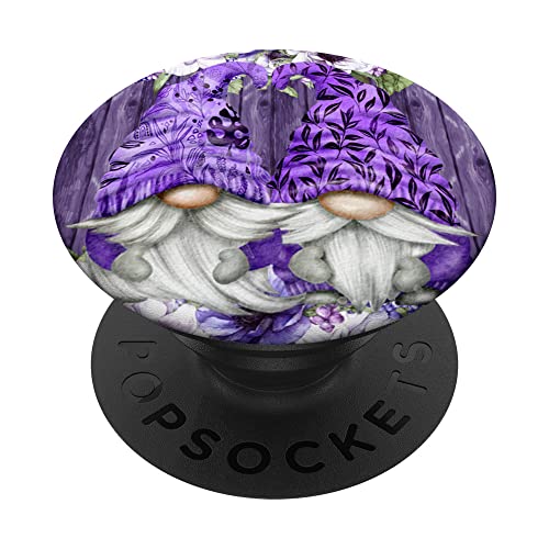 Cute Purple Aesthetic Anemones Flower Pattern Lavender Gnome PopSockets Swappable PopGrip