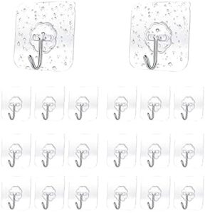 angyues adhesive wall hooks , transparent practical wall hook coat hooks,20 pieces waterproof oilproof bathroom and kitchen heavy duty adhesive hooks, ceiling hooks for hanging plants13 pounds (max)