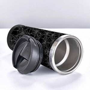 WONDERTIFY Spider Web Coffee Cup Halloween Gothic Scary Netting Coffee Mug Stainless Steel Bottle Double Walled Thermo Travel Water Metal Canteen Black Grey