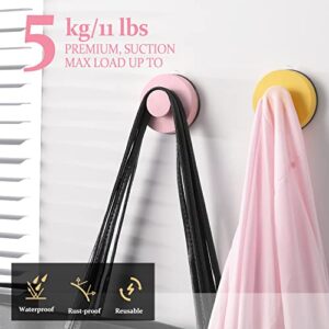 2PCS Suction Cup Hook(Pink)- Shower Suction Hooks for Towel Loofah Bathrobe -Towel Hooks for Glass Door Windows-Waterproof Utility Hooks for Kitchen Utensils-Damage Free Installation