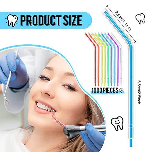 Dental Air Syringe Tip Water Syringe Tip Disposable Spray Nozzles Tips Assorted Rainbow Triple 3 Way Water Syringe Connector for Oral Teeth Cleaning (1000 Pieces)