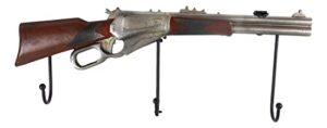 ebros gift 14.5" long rustic western country hunter vertical barreled shotgun 3-peg or triple wall hooks hanging decor hallway mudroom entrance cabin lodge organizer for coats keys hats