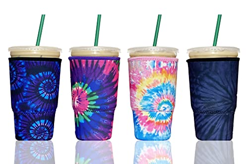 Baxendale Iced Coffee Sleeves for Cold Drink Cups - 4 Pack Reusable Neoprene Iced Beverage Cup Sleeve for Hot & Cold Drinks, Compatible with Starbucks Dunkin and more