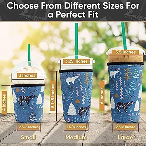 Baxendale Iced Coffee Sleeves for Cold Drink Cups - 4 Pack Reusable Neoprene Iced Beverage Cup Sleeve for Hot & Cold Drinks, Compatible with Starbucks Dunkin and more