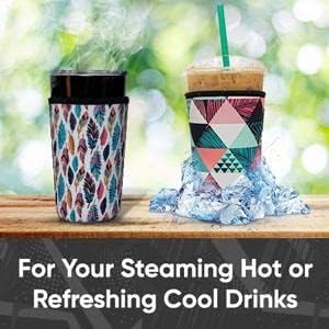 Baxendale Iced Coffee Sleeves for Cold Drink Cups - 4 Pack Reusable Neoprene Iced Beverage Cup Sleeve for Hot & Cold Drinks, Compatible with Starbucks Dunkin and more