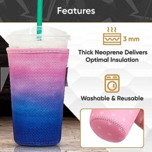 Baxendale Iced Coffee Sleeves for Cold Drink Cups - 4 Pack Reusable Neoprene Iced Beverage Cup Sleeve for Hot & Cold Drinks, Compatible with Starbucks Dunkin and more