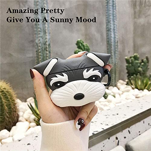 Guanli Cute Case for AirPods 3rd Generation 2021 Model,Cool Funny 3D Cartoon Lovely Animals & Fruit Design Silicone Protective Case Cover with Keychain for New Airpod 3 Gen for Women Men (Schnauzer)