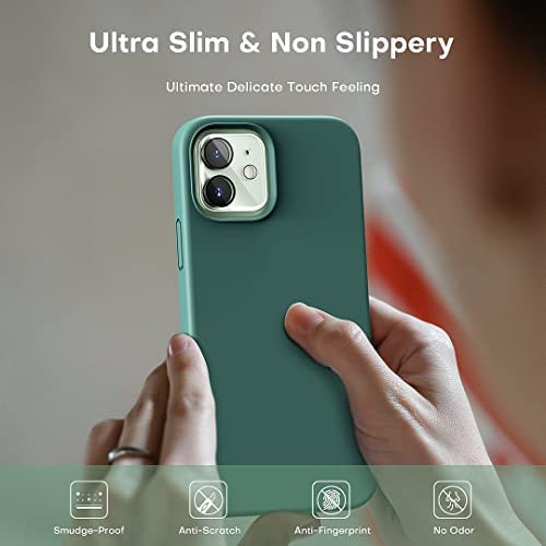 TOCOL [5 in 1 for iPhone 12, for iPhone 12 Pro Case, with 2 Pack Screen Protector + 2 Pack Camera Lens Protector, Silicone Shockproof Phone Case [Anti-Scratch] [Drop Protection], Midnight Green