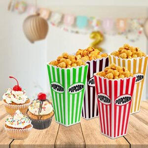 Jucoan 16 Pack Plastic Open-Top Popcorn Box, 7.5 x 3.5 Inch Reusable Popcorn Containers for Movie Night, Party