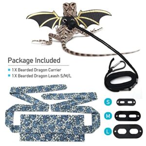 Bearded Dragon Carrier, Catcan Bearded Dragon Sling with Adjustable Reptile Sling Lizard Harness and Leash for Bearded Dragons Lizards and Small Pets