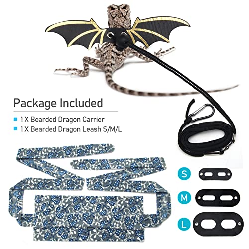 Bearded Dragon Carrier, Catcan Bearded Dragon Sling with Adjustable Reptile Sling Lizard Harness and Leash for Bearded Dragons Lizards and Small Pets