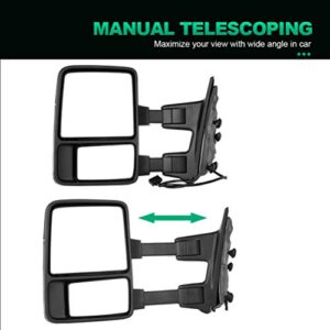 AUTOMUTO Towing Mirrors Driver and Passenger Side Tow Mirrors Manual Control Compatible with 1999-2015 for Ford for F250/for F350/for F450/for F550 Super Duty