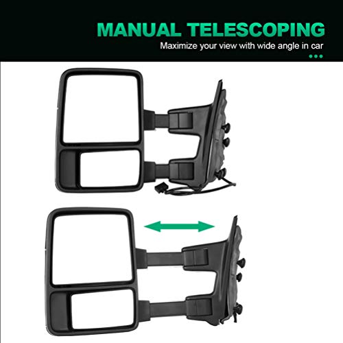 AUTOMUTO Towing Mirrors Driver and Passenger Side Tow Mirrors Manual Control Compatible with 1999-2015 for Ford for F250/for F350/for F450/for F550 Super Duty