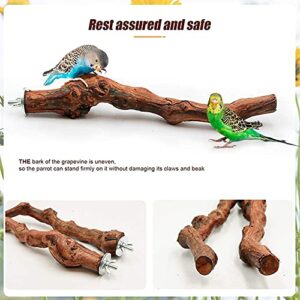 LKJYBG Bird Perch,Parrot Cage Perch,Wooden Platform for Birds,Natural Wild Grape Stick Bird Cage Accessories Play Stand,for Small Parakeets,Budgies,Cockatiels,Finches(25cm)