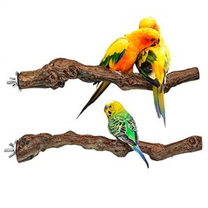 LKJYBG Bird Perch,Parrot Cage Perch,Wooden Platform for Birds,Natural Wild Grape Stick Bird Cage Accessories Play Stand,for Small Parakeets,Budgies,Cockatiels,Finches(25cm)