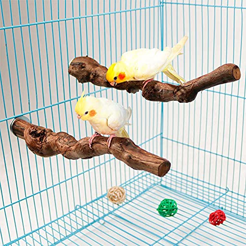 LKJYBG Bird Perch,Parrot Cage Perch,Wooden Platform for Birds,Natural Wild Grape Stick Bird Cage Accessories Play Stand,for Small Parakeets,Budgies,Cockatiels,Finches(25cm)