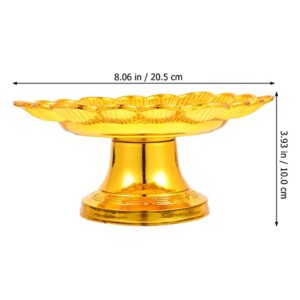 Veemoon 2Pcs Common Temple Offerings Bowl Multi- Food Trays Versatile Plates Plate Dessert Snack Dish for Buddha Altar Supplies Rituals Smudging Decor (Golden)