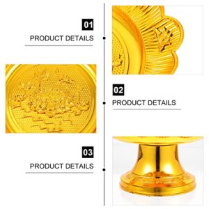 Veemoon 2Pcs Common Temple Offerings Bowl Multi- Food Trays Versatile Plates Plate Dessert Snack Dish for Buddha Altar Supplies Rituals Smudging Decor (Golden)