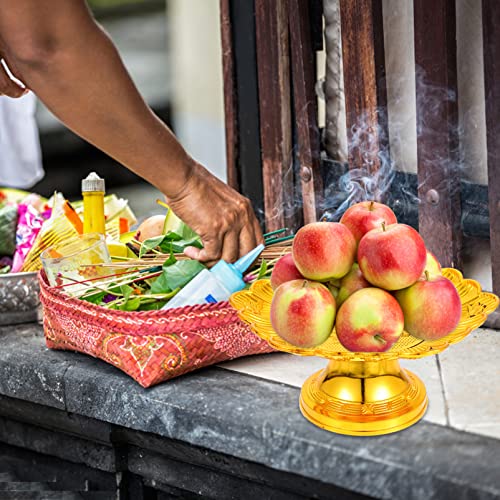 Veemoon 2Pcs Common Temple Offerings Bowl Multi- Food Trays Versatile Plates Plate Dessert Snack Dish for Buddha Altar Supplies Rituals Smudging Decor (Golden)