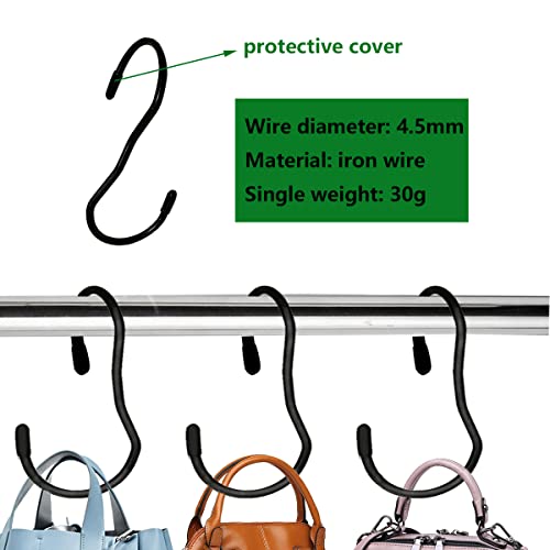 Apalie 10 Pack Black Purse Hanger for Closet,Twist Design Hooks Large Size Closet Rod Hooks Saves Space