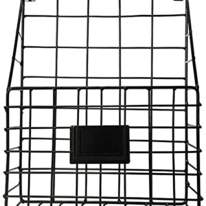 JIAXINO Nordic Wrought Iron Storage Basket Magazine Newspaper Storage Rack Wall Mount Home Decoration Office Debris Storage Basket (Black)