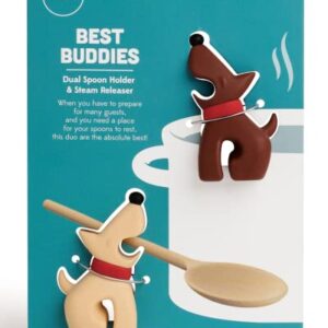 OTOTO Best Buddies Dog Kitchen Spoon Holder, 2 Pack - Cooking Spoon Rest for Kitchen Counter - Spatula, Ladle Holder, Kitchen Utensil Holder - Heat Resistant & Dishwasher Safe Utensil Rest