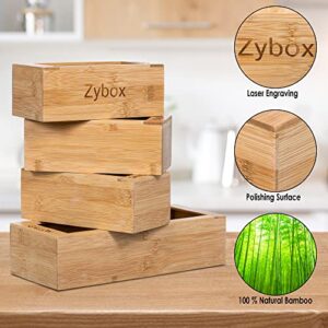 FVLFIL Bamboo Ziplock Bag Organizer for Kitchen Drawer 4 piece Organizers and Storage Dispenser Food Storage Plastic Bag Holder for Gallon, Quart, Sandwich and Snack Size Baggie