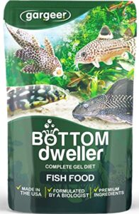 gargeer 3oz bottom dweller fish food for advanced breeders. complete bottom dweller gel diet for both juveniles & adults. made in the usa using premium ingredients, ocean nutrition gourmet formula