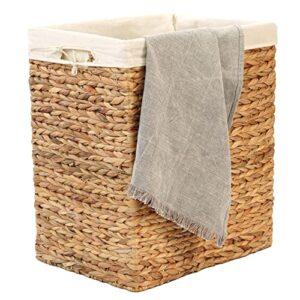 handmade rectangular water hyacinth wicker laundry hamper with lid natural, large