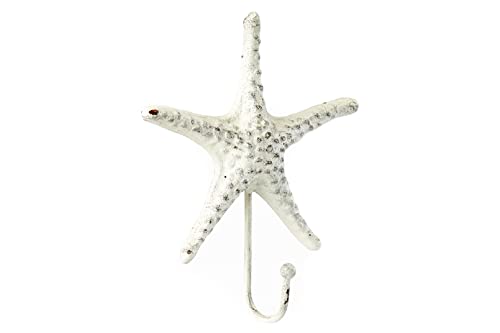 Giftcraft Set of 3 Starfish Shaped Decorative Hooks, Rack for Towels, Jackets, Hats, Metal Coat Hooks Made with Heavy Duty Cast Iron, Wall Mounted Coat Hanger, Unique Ocean Themed Home Decor