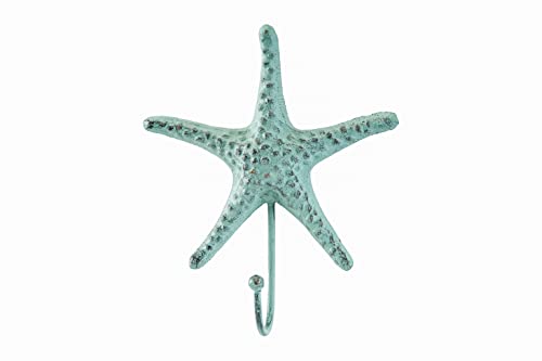 Giftcraft Set of 3 Starfish Shaped Decorative Hooks, Rack for Towels, Jackets, Hats, Metal Coat Hooks Made with Heavy Duty Cast Iron, Wall Mounted Coat Hanger, Unique Ocean Themed Home Decor