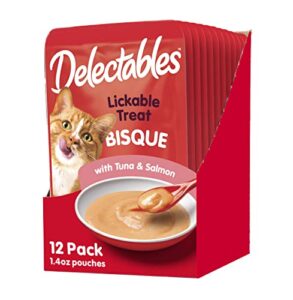 hartz delectables bisque tuna & salmon lickable wet cat treats, 12 count