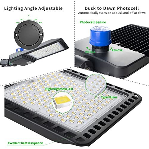 bulbeats 320W LED Parking Lot Light (44800lm Eqv 1200W HPS) SlipFitter Mount LED Pole Light, Dusk to Dawn IP65 Parking Lot Lights Commercia Energy Saving Upto 2400KW*2/Y(5Hrs/Day)-2Pack