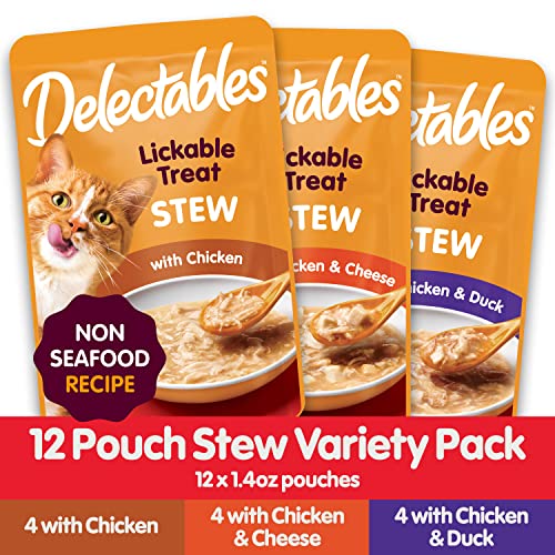 Delectables Non-Seafood Stew Lickable Wet Cat Treats, Variety Pack, 1.4 Ounce (Pack of 12)