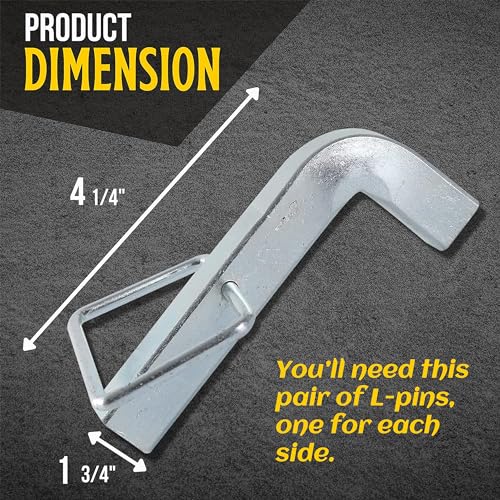 (2-Pack) TonGass Premium Snap L-Pins for Weight Distribution Hitches - 4 1/4” x 1 3/4” L-Pins with Integrated Snap Clips - Minimize Weight Distribution Hitch Noise - Zinc-Coated Heavy-Duty Steel