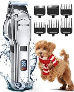 oneisall dog clippers for grooming for thick heavy coats/low noise rechargeable waterproof cordless pet shaver with stainless steel blade for dogs and animals