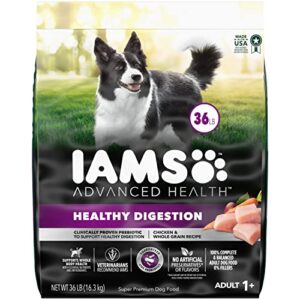 iams advanced health adult healthy digestion dry dog food with real chicken, 36 lb. bag