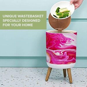 Small Trash Can with Lid Fluid art texture Abstract backdrop with swirling paint effect Liquid Garbage Bin Round Waste Bin Press Cover Dog Proof Wastebasket for Kitchen Bathroom Living Room 1.8 Gallon