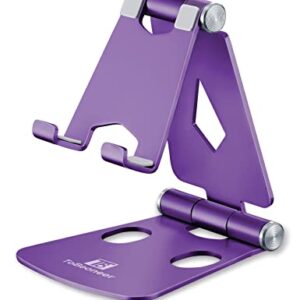 Tobeoneer Adjustable Cell Phone Stand Phone Holder for Desk, Portable Small Size Desktop Dock for iPhone 13 12 11 XR XS X 8 7 6 Plus Samsung Google, Office Home Décor (Purple)