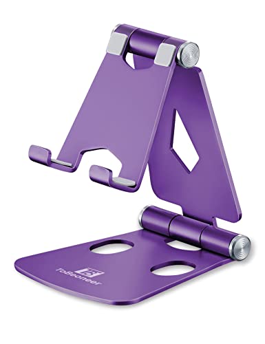 Tobeoneer Adjustable Cell Phone Stand Phone Holder for Desk, Portable Small Size Desktop Dock for iPhone 13 12 11 XR XS X 8 7 6 Plus Samsung Google, Office Home Décor (Purple)