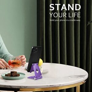 Tobeoneer Adjustable Cell Phone Stand Phone Holder for Desk, Portable Small Size Desktop Dock for iPhone 13 12 11 XR XS X 8 7 6 Plus Samsung Google, Office Home Décor (Purple)