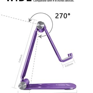 Tobeoneer Adjustable Cell Phone Stand Phone Holder for Desk, Portable Small Size Desktop Dock for iPhone 13 12 11 XR XS X 8 7 6 Plus Samsung Google, Office Home Décor (Purple)