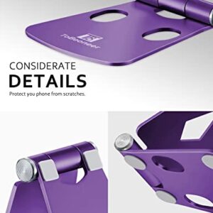 Tobeoneer Adjustable Cell Phone Stand Phone Holder for Desk, Portable Small Size Desktop Dock for iPhone 13 12 11 XR XS X 8 7 6 Plus Samsung Google, Office Home Décor (Purple)