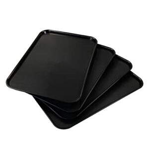 Callyne Large Black Plastic Tray, Multi-Purpose Rectangular Tray, 4 Pack, 25.24" L x 17.6" W