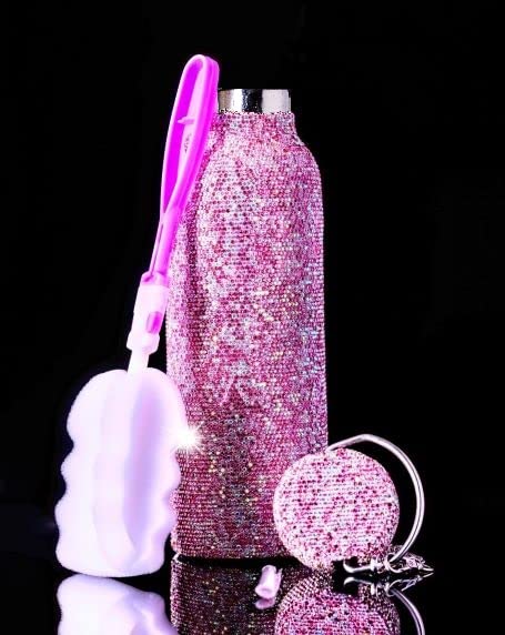 GlamKup Diamond Water Bottle Bling Cup Glitter Water Bottle Rhinestone Dazzling Stainless Steel Insulated Bottle Sparkling Cup Thermos Bottle with Chain Brush Extra Rhinestone