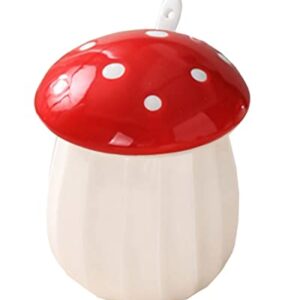 Mozacona Ceramic Mushroom Shape Sugar Bowl Spice Jar Seasoning Pot with Lid Spoon